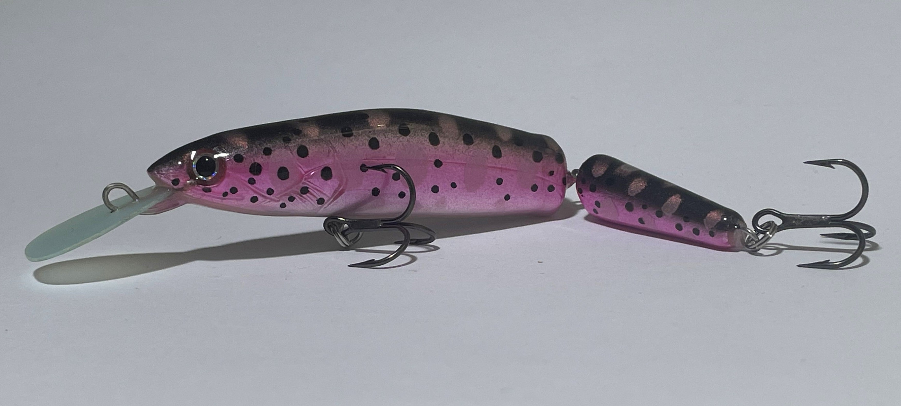 PAN Handmade Lures 100mm 12g Jointed - Pink Black – Trophy Trout Lures ...